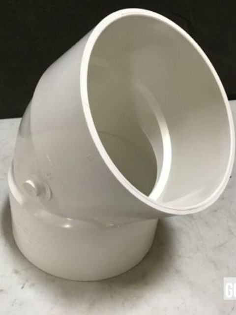 LARGE PVC ELBOW 8" HUBxHUB 1/8 BEND 45 DEG CHARLOTTE PIPE 321 PVC-dwv ...