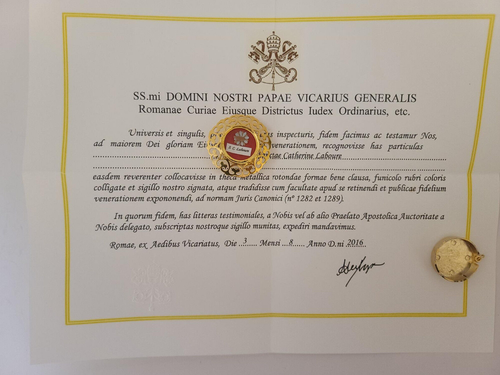 Reliquary Relic 1st class of St. Catherine Labouré, with certificate | eBay