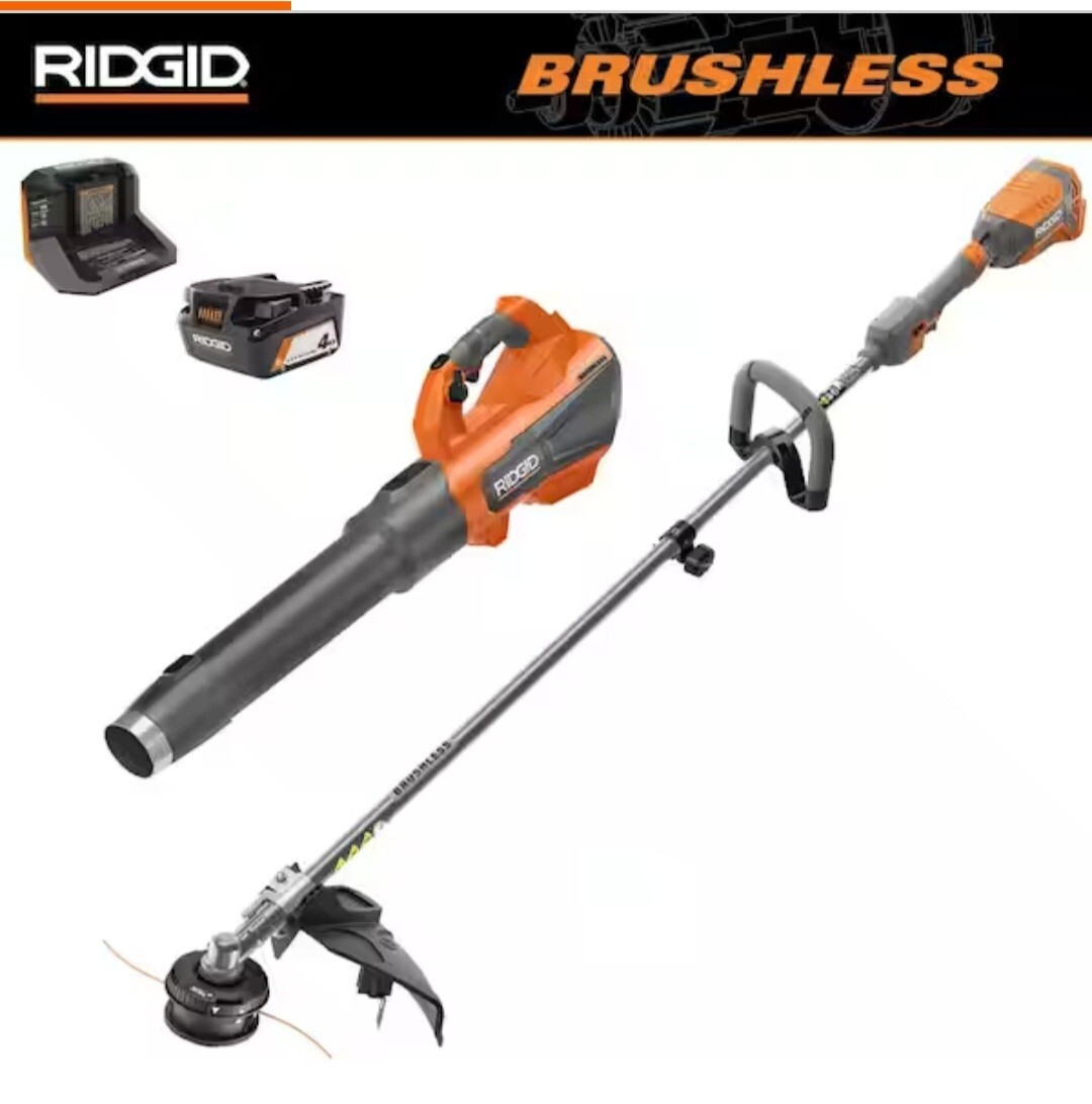 RIDGID R019001 18V Cordless String Trimmer and Leaf Blower 648846089393 ...