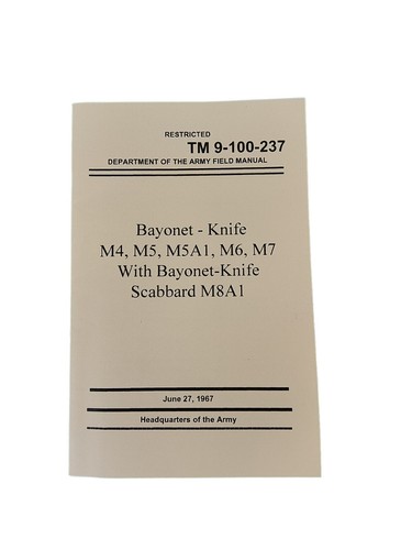 Reproduction of TM 9-100-237 Department of the Army Field Manual | eBay