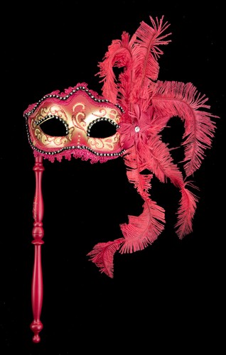 Mask from Venice Colombine Red And Golden to Stick And To Feathers ...