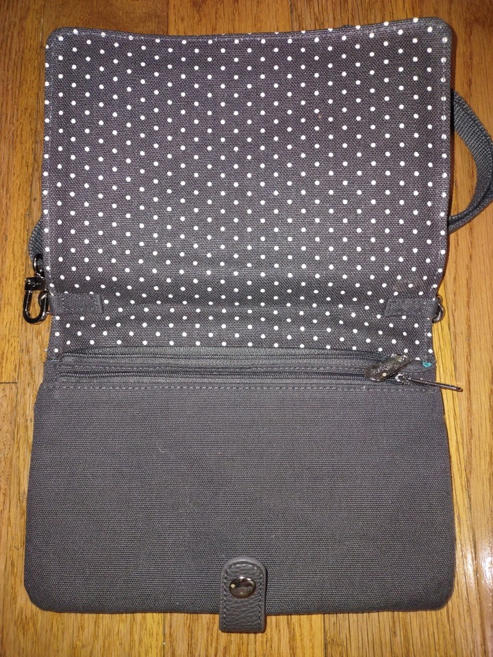 Thirty One/31 Double Up Adjustable Crossbody City Charcoal/Gray polka ...