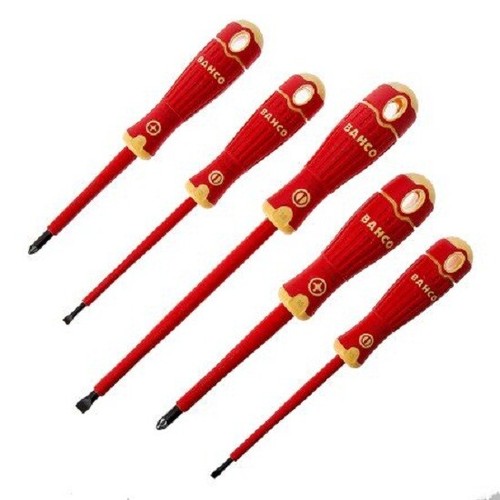 Bahco VDE POZIDRIV SLOTTED SCREWDRIVER SET B220.015 5Pcs Two Component ...