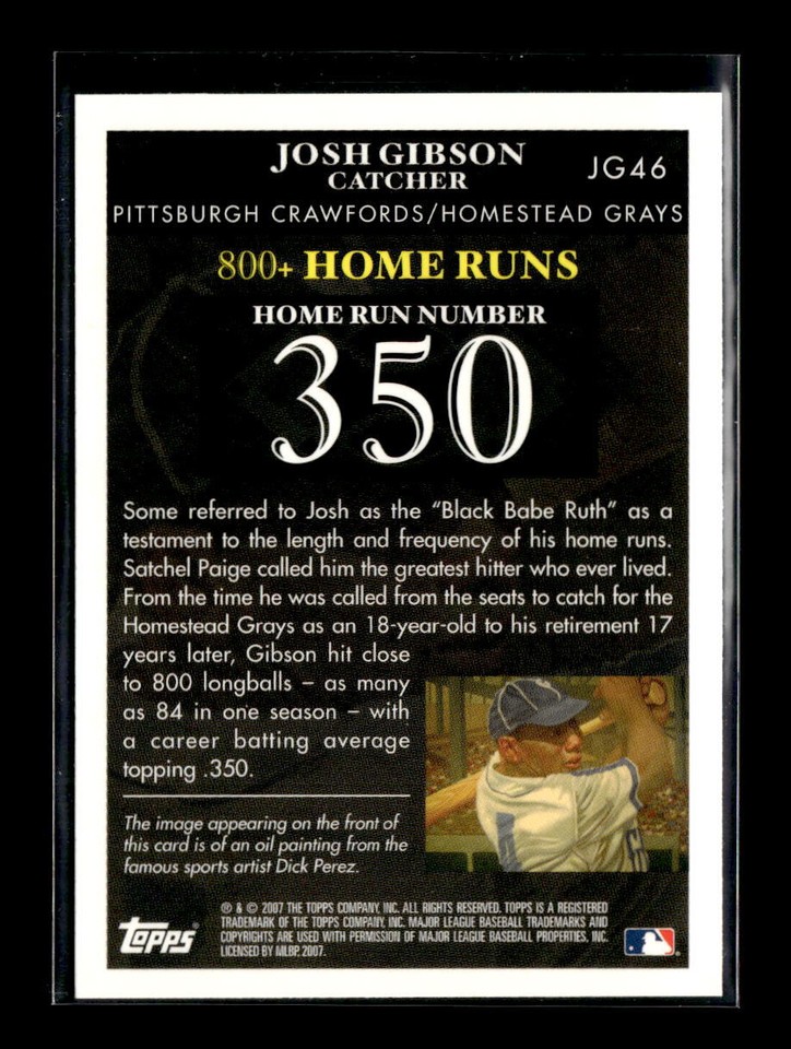 2007 Topps #JG46 Josh Gibson Josh Gibson Home Run History | eBay