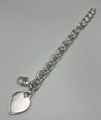 Tiffany & Co. Solid Sterling Silver 8" Round Link Charm Bracelet with ...