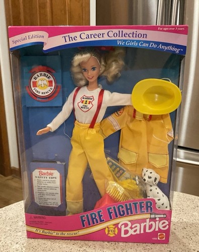 Vintage 1994 Mattel The Career Collection Fire Fighter Barbie Doll ...