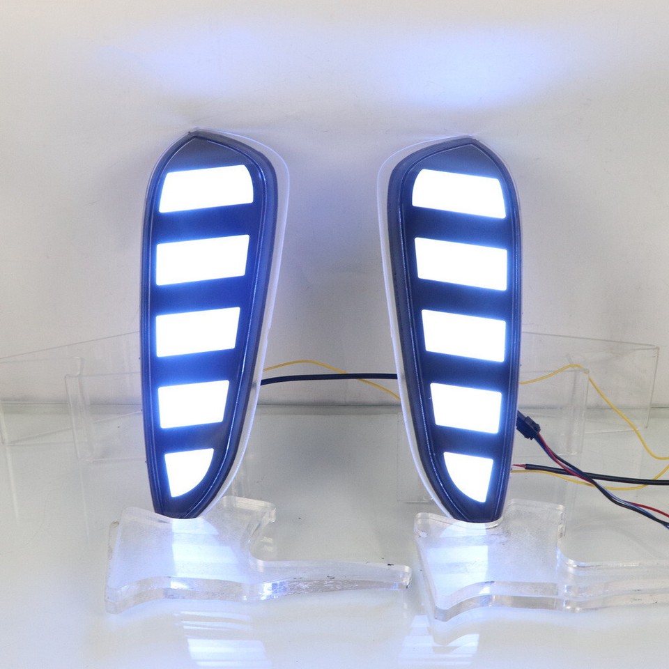Daytime Running Lights Ice Blue DRL Streamer Yellow Turn Signals for ...