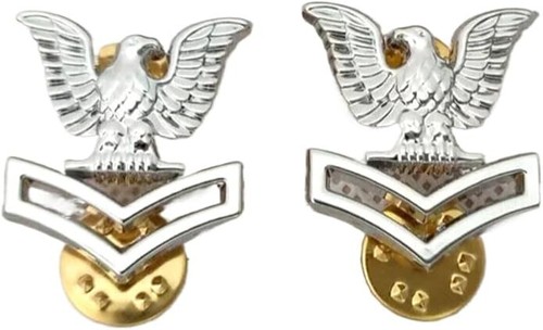 PAIR US NAVY 2ND CLASS E5 PETTY OFFICER RANK MILITARY HAT DRESS LAPEL ...