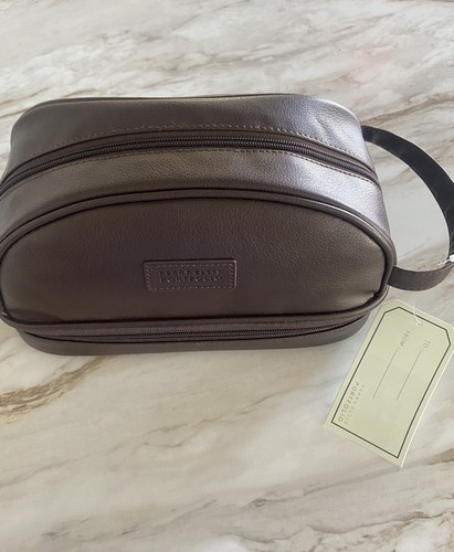 Perry Ellis Portfolio - Men's Travel Kit Toiletry Bag - Brown- Faux ...