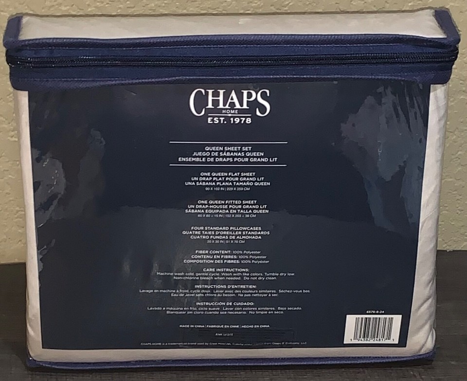 CHAPS by Ralph Lauren 6pc Queen Sheet Set (Sheets & 4 Pillowcases ...