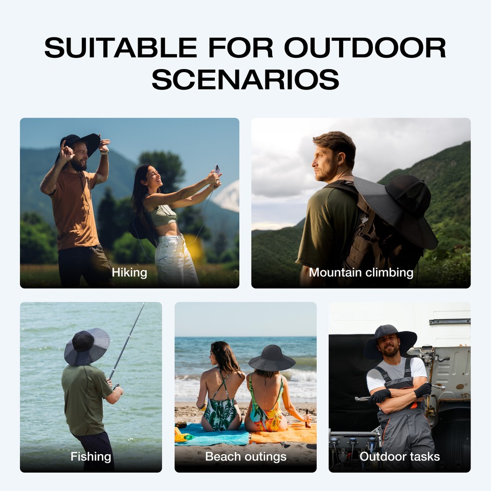 EcoFlow Power Hat Solar Charging Bucket Fishing Hat Dual USB-A/USB-C ...
