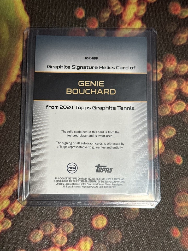 2024 Topps Graphite /15 pink Tennis Genie Bouchard Patch Auto | eBay