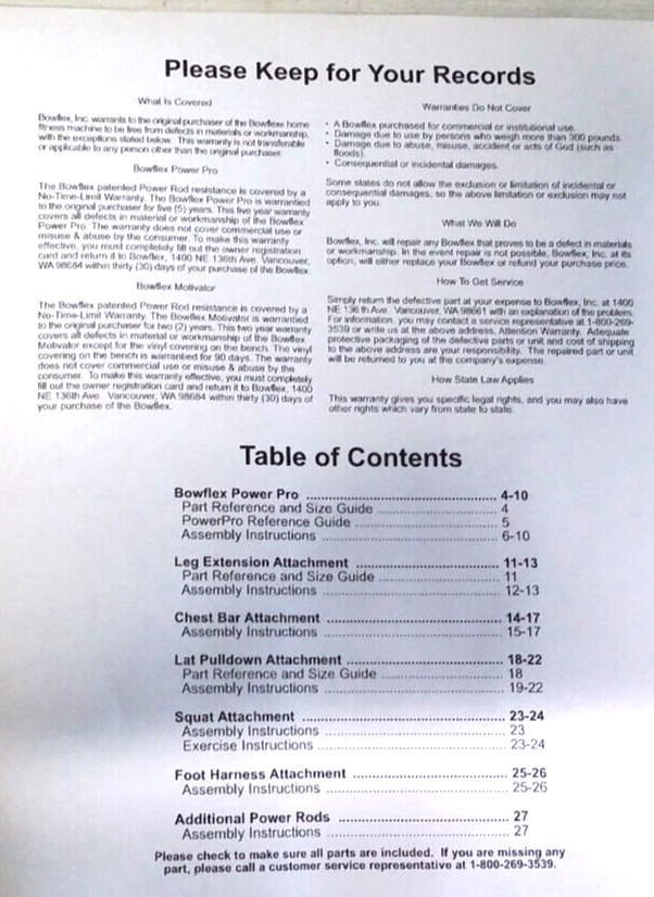 Bowflex Power Pro Assembly Manual Instructions | eBay