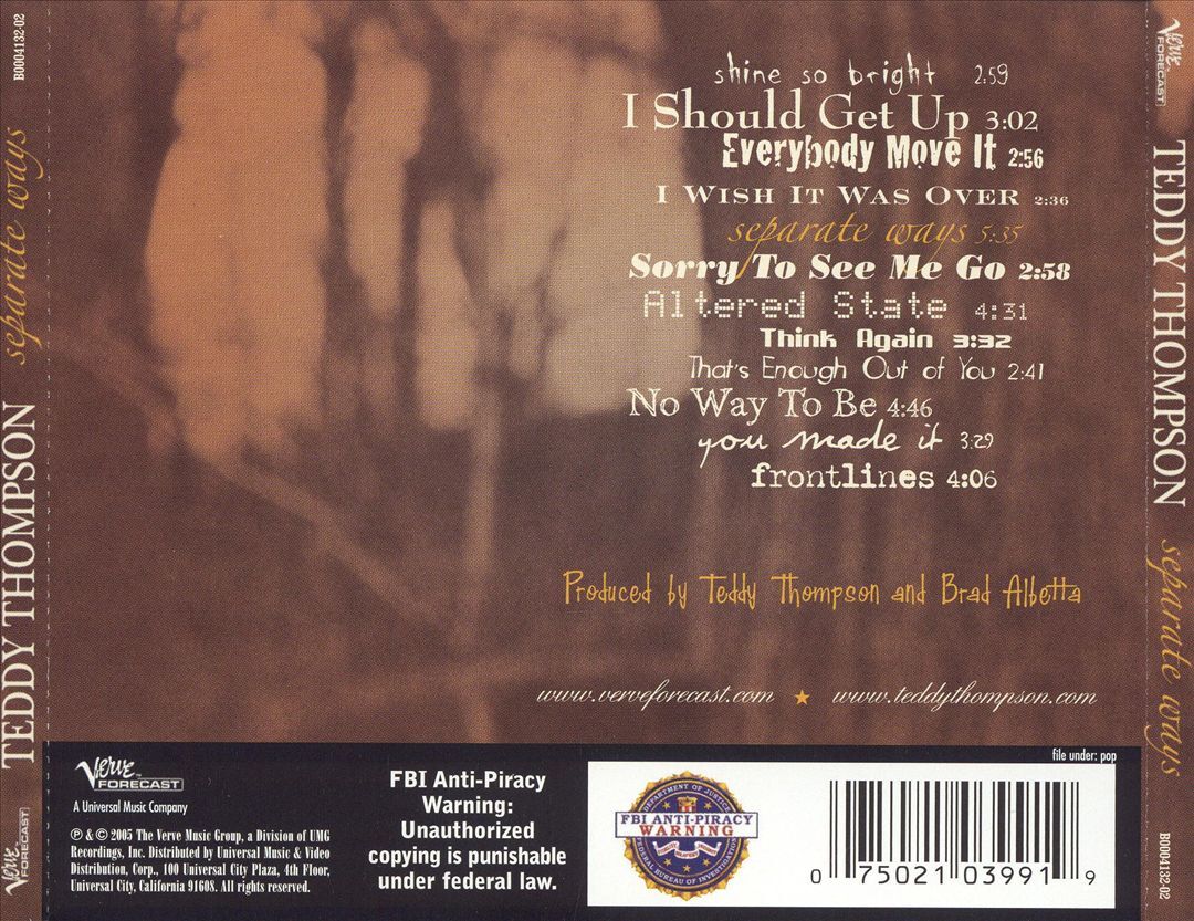 TEDDY THOMPSON SEPARATE WAYS NEW CD 75021039919| eBay