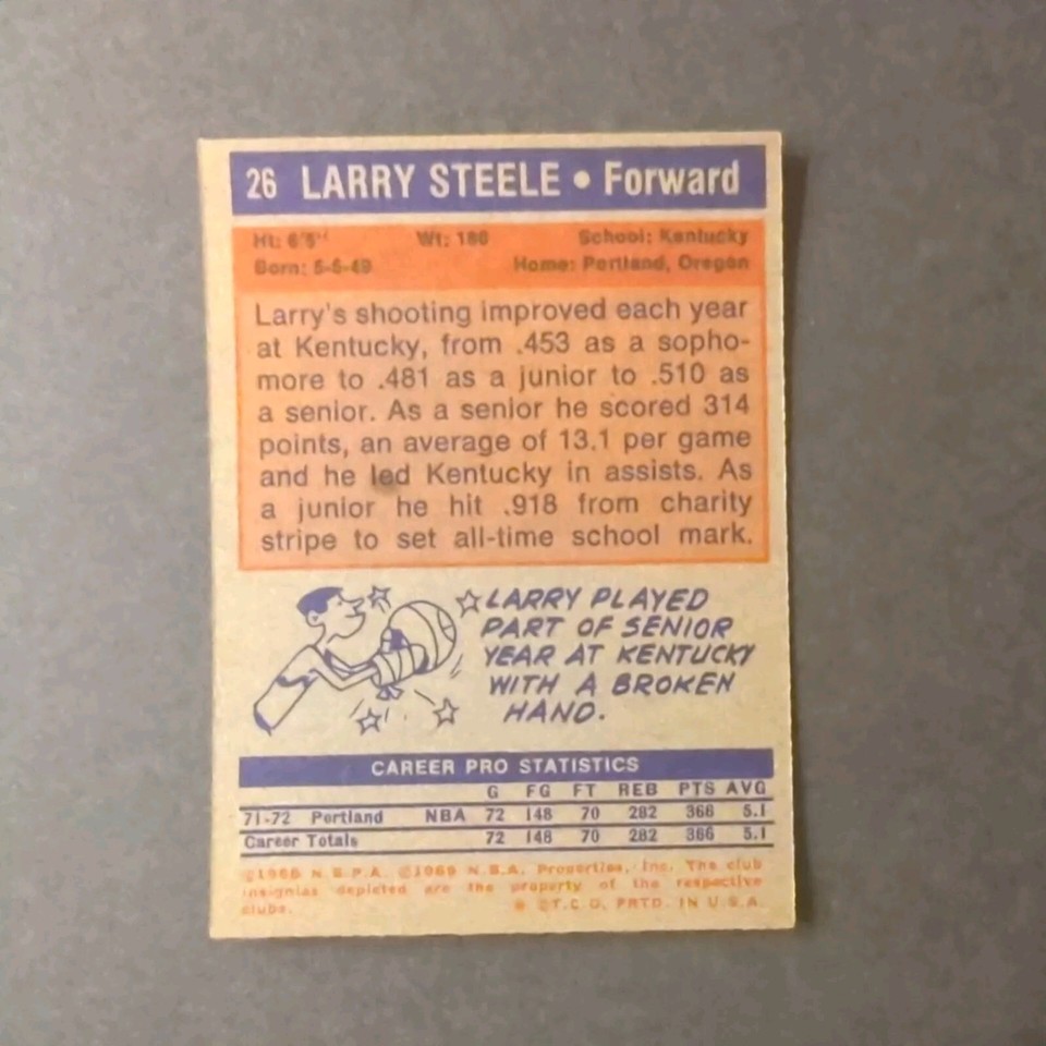 1972-73 Topps Basketball Larry Steele #26 NM | eBay
