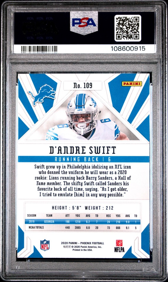 2020 Panini Phoenix #109 D'Andre Swift Fire Burst PSA 9 | eBay
