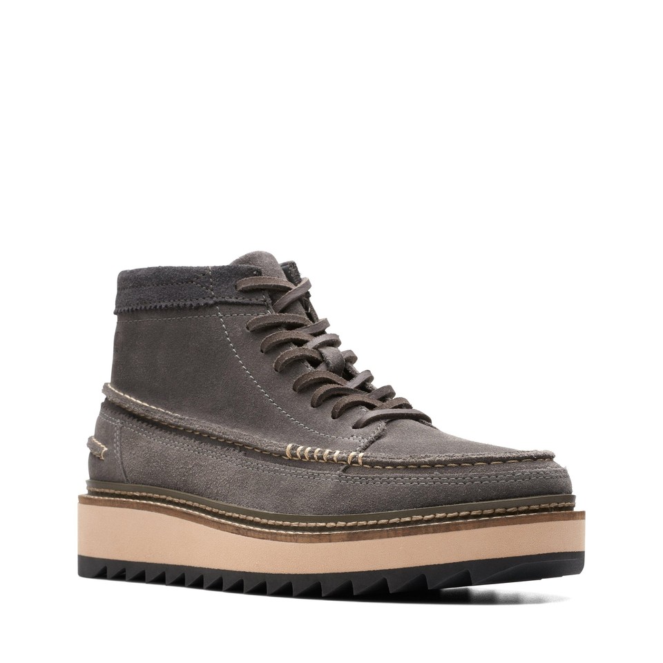 Clarks Mens Clarkhill Mid Grey Oiled Suede Casual Boots Shoes | eBay