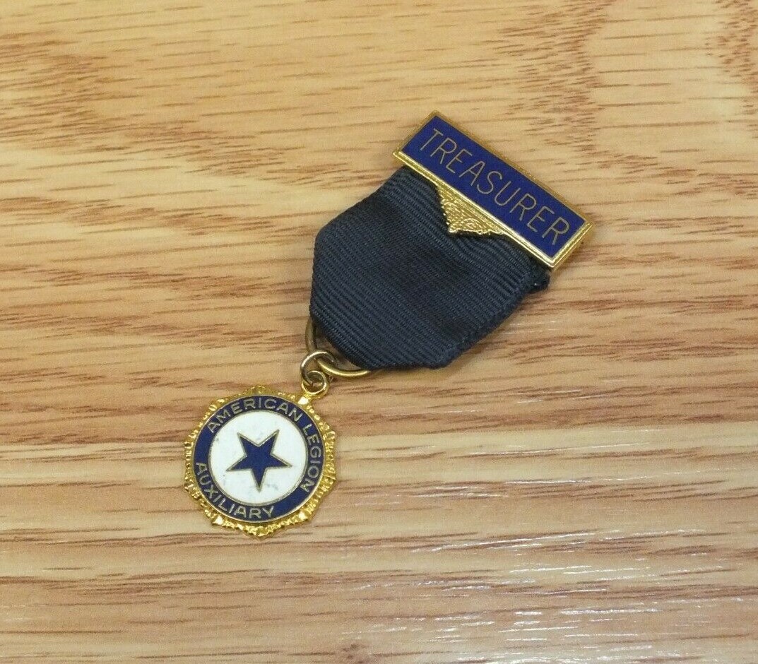 Vintage American Legion Auxiliary Treasurer Collectible Ribbon Lapel ...