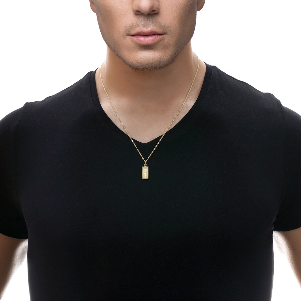 375 9ct Yellow Gold Small Hallmarked Ingot Pendant With Chain ...