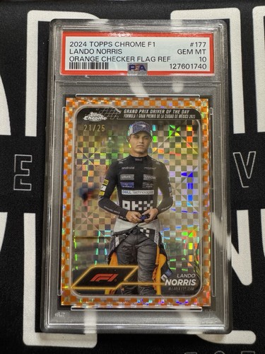2024 Topps Chrome F1 Lando Norris Orange Checker Flag Ref /25 #177 PSA 10 POP 1 | eBay
