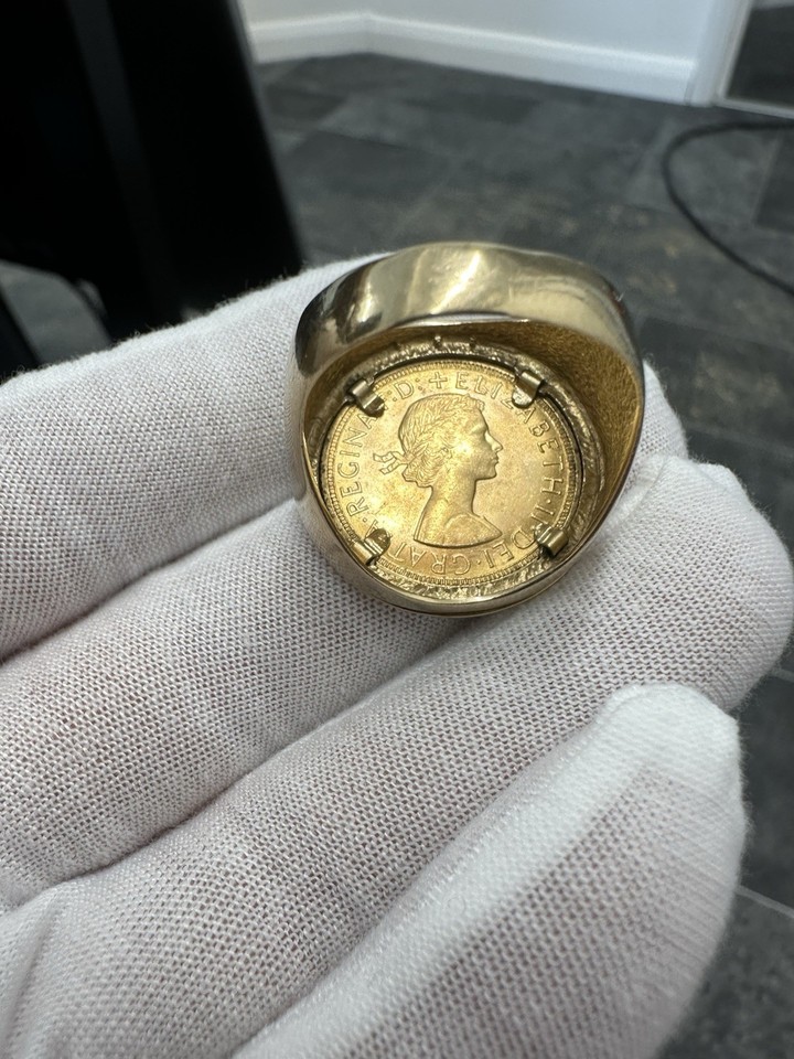 22ct Full Sovereign Coin Ring in 9ct Mount-Size-Y-15.95g | eBay UK
