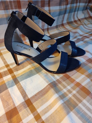 Nine West Blue Strappy Heel Denim Mix 7.5m | eBay