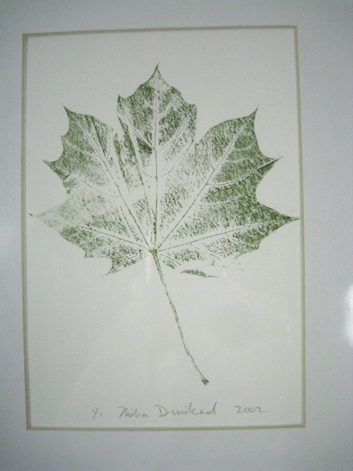 Botanical Print Leaf 8 x 10 Inch Decor Monoprint Green Leaves Mat ...
