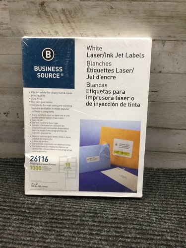 New sealed Business Source 26116 White Laser Labels - 2" x 4" 1,000 ...