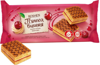 Ukrainian Sweets ROSHEN Biscuit Sponge Cakes "Cherry Liquor" Cherry ...