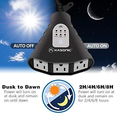 Kasonic Outdoor Light Timer Waterproof Plug in Sensor Outlet Timer ...