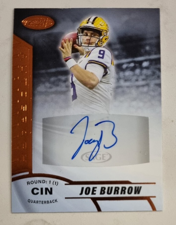 Rare Joe Burrow Signed Sage Signature Card Cincinnati Bengals LSU ...