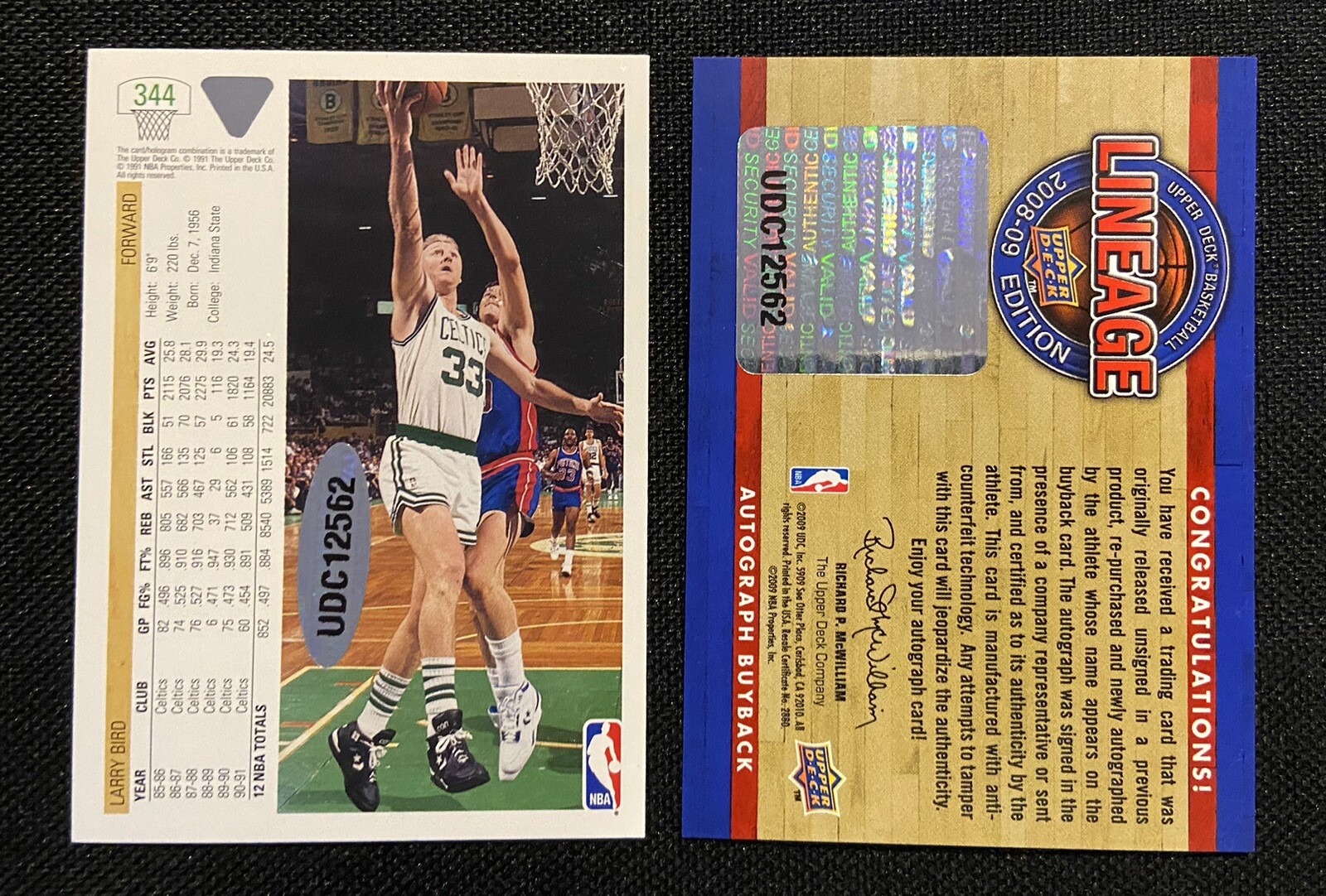 2008-09 UD Lineage Buyback LARRY BIRD AUTO 1/1 1991-92 Upper Deck ...