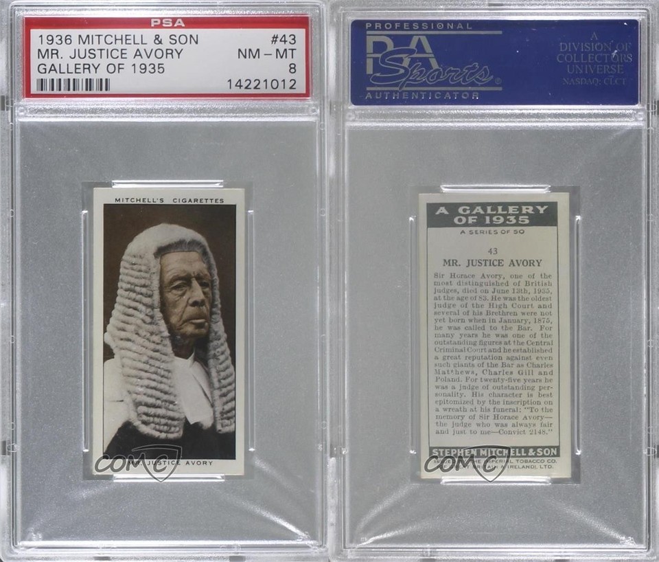 1936 Mitchell's A Gallery of 1935 Tobacco Horace Avery Mr Justice #43 ...