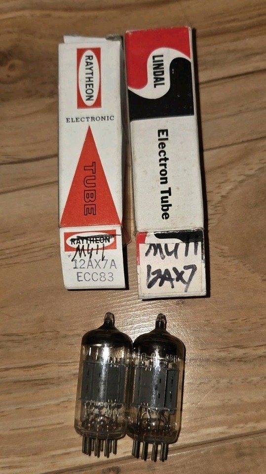 Pair Mullard 12AX7 Black Plate Vacuum Tubes Great Britain Tested high ...