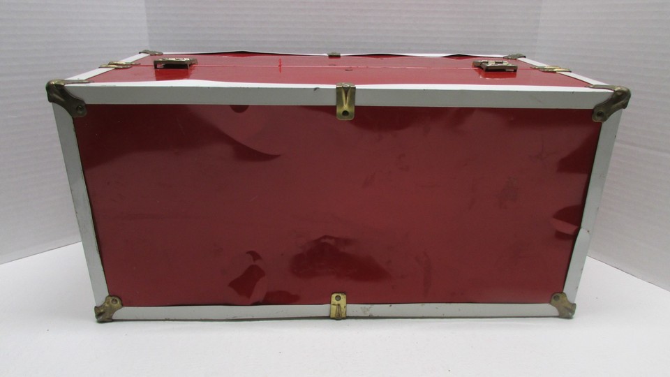 1950's Vintage Red Metal Latch Hinged Doll Trunk Wardrobe 18"x8"x8" | eBay