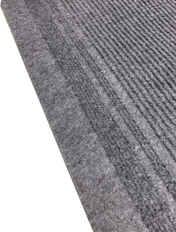 Anti Slip Low Profile Lightweight Striped Gray Design Outdoor Runner ...