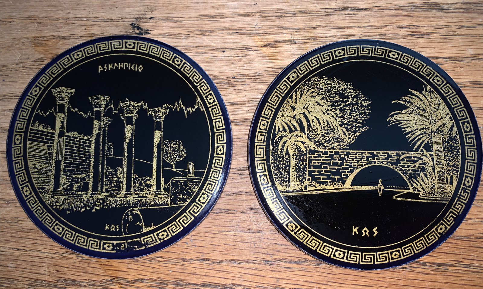 VNT.CERAMIC GREEK COASTERS 3) BY DECORE HELLAS (1) WCRACK_SEE PHOTO) | eBay