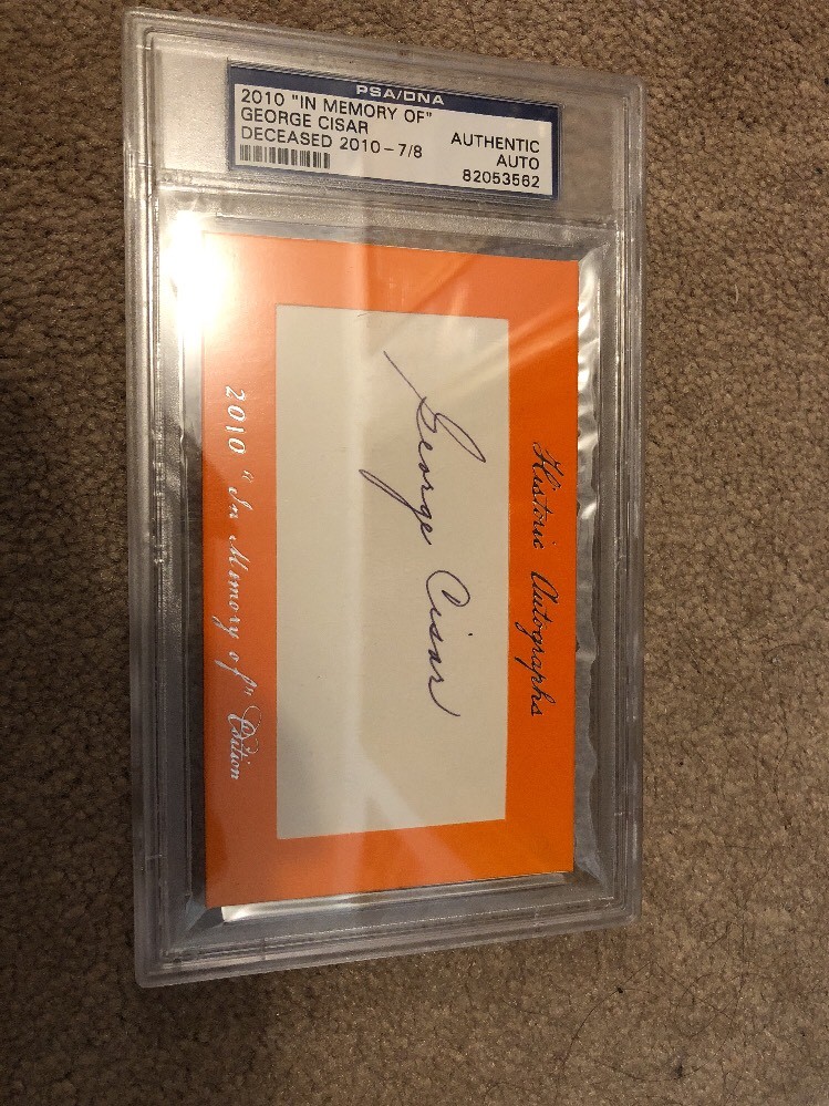 George Cisar autographed vintage Brooklyn Dodgers 3x5 PSA Slab Dec 2010 ...