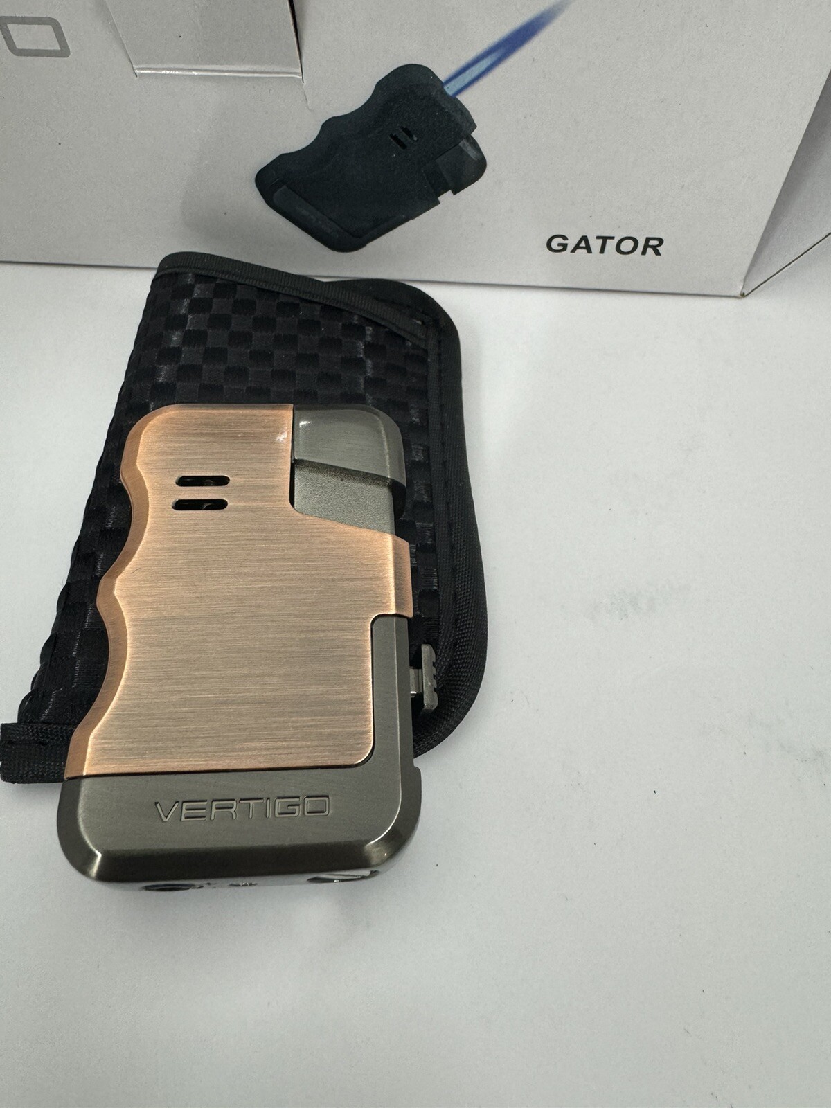 Vertigo Gator Single Torch Cigar Lighter - with Cigar Punch - Copper ...
