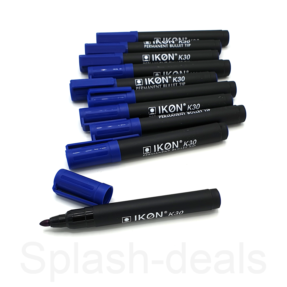 Permanent Marker Pens Blue - Bullet Tip - High Quality Fine Waterproof ...