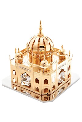 24K GOLD PLATED TAJ MAHAL MAUSOLEUM REPLICA HAND DECORATED W/ SWAROVSKI ...