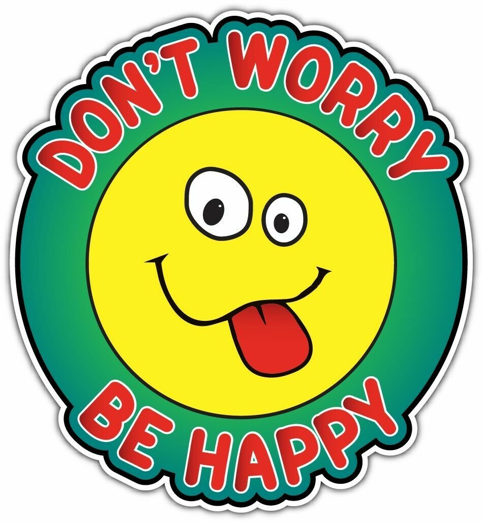 Don't Worry Be Happy Funny Smiley Face Car Bumper Vinyl Sticker Decal 4 ...
