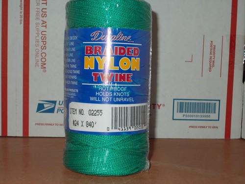 DURALINE BRAIDED NYLON TWINE #24 X 840FT. GREEN BANK LINE FISHING ...