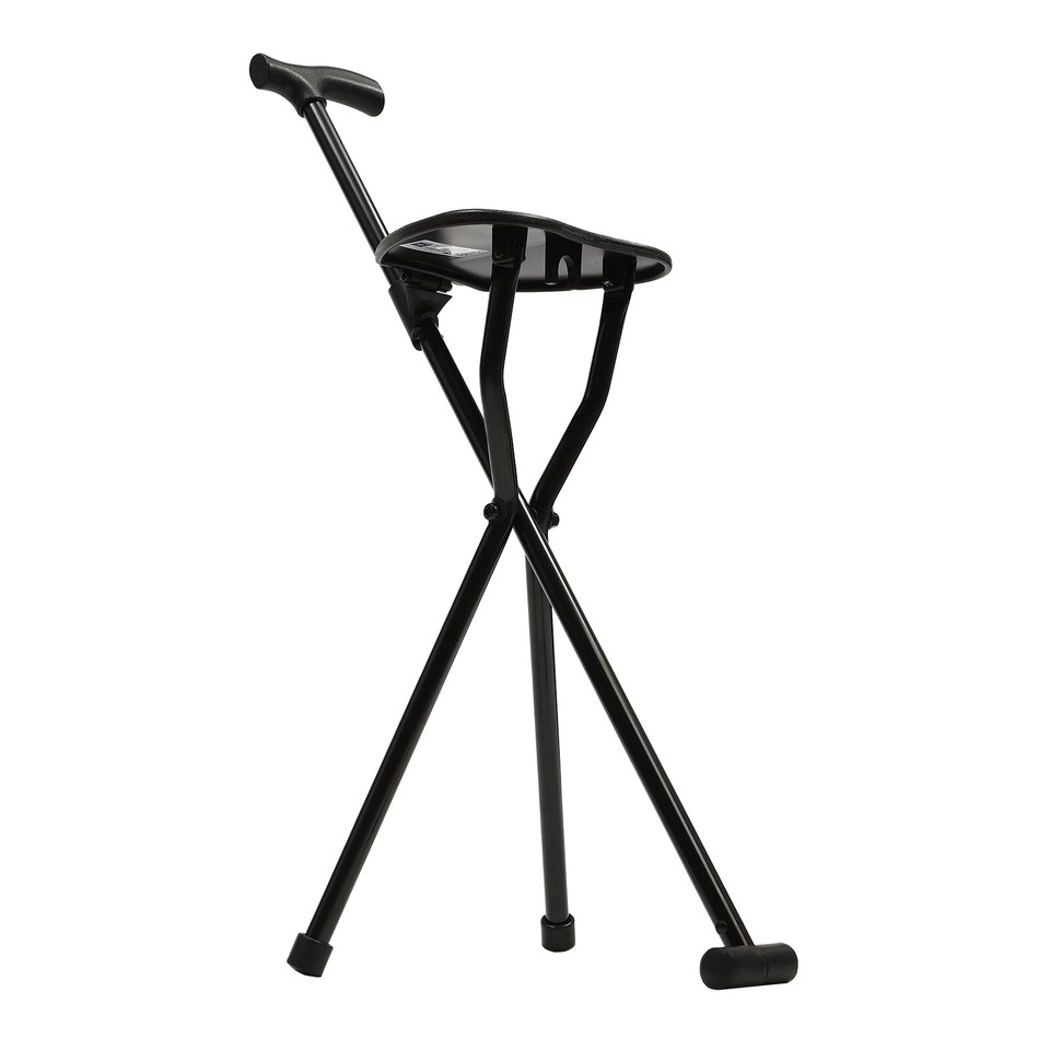 3 Legged Portable Folding Walking Stick with Seat Travel Hiking Cane ...