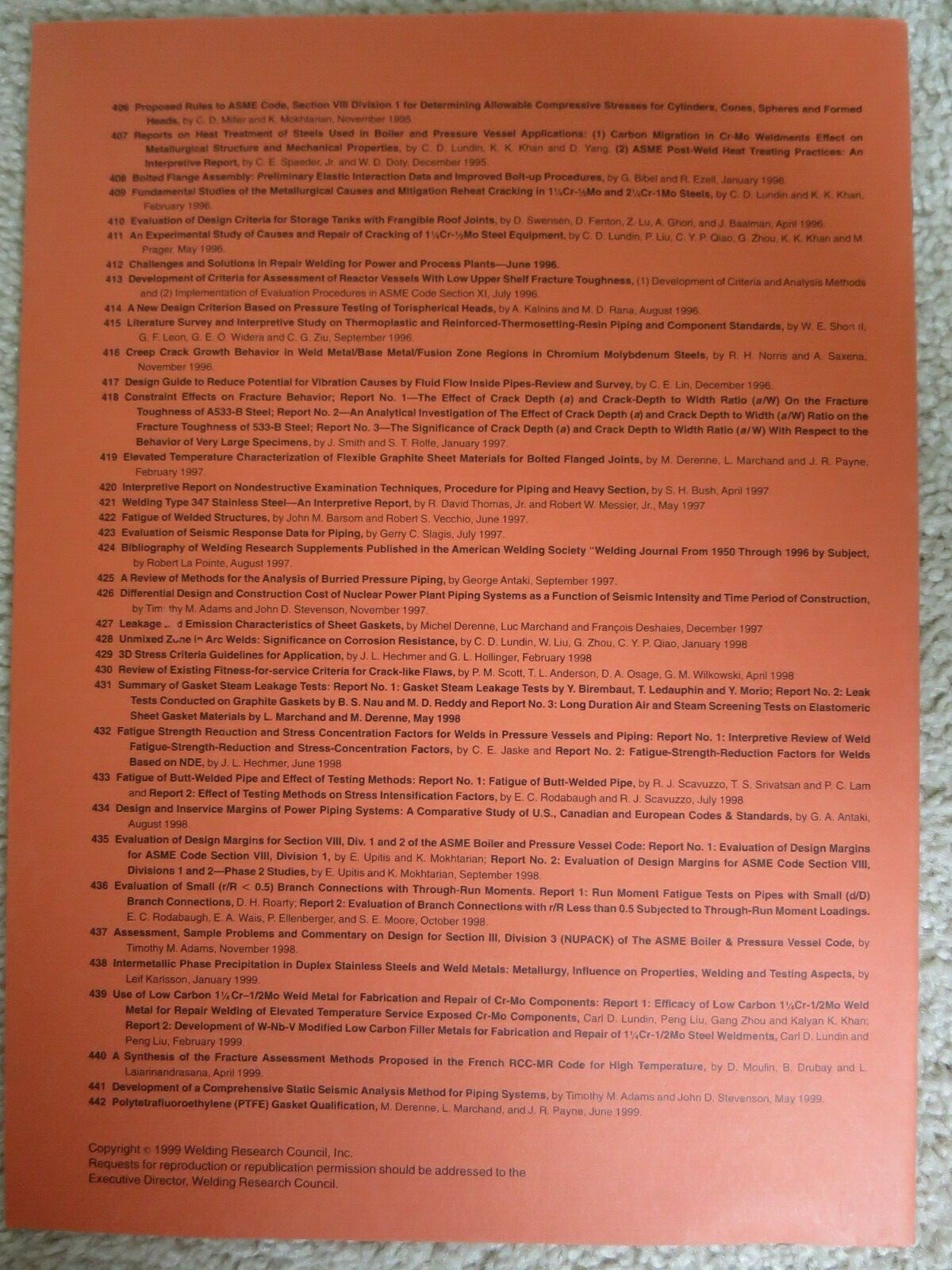 Welding Research Council Bulletin WRC 442 | eBay