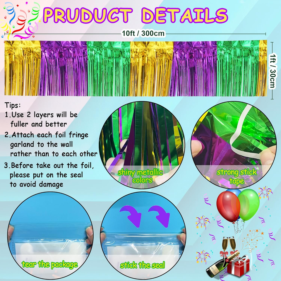 4 Packs Total 39 Ft Mardi Gras Parade Floats for Trailer Car, Green ...