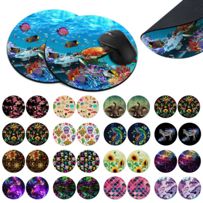 2pcs Gaming Mouse Mat Pad Non-Slip Circle Round Mousepad For Computer ...
