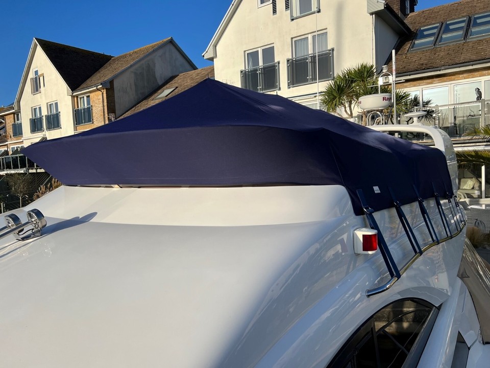 FAIRLINE PHANTOM 40 FLYBRIDGE COVER. *NEW* ARMADA NAVY PU ACRYLIC BOAT ...