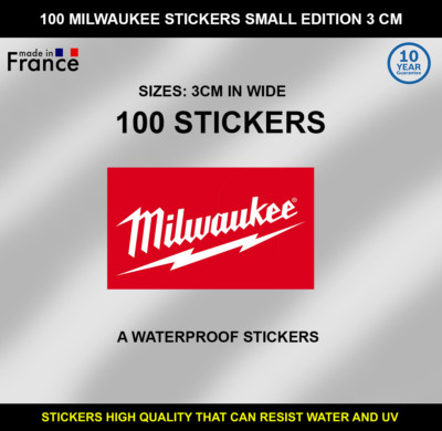 MILWAUKEE AUTOCOLLANT WATERPROOOF STICKERS SMALL SIZES 3CM VINYLE ...