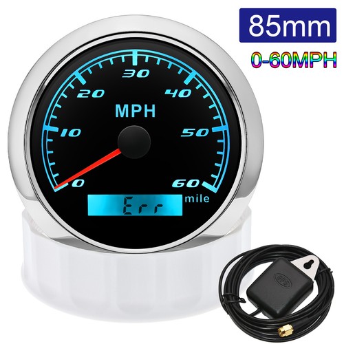 85mm GPS Speedometer 0-60 MPH Odometer Gauge 7 Colors LED For Car Truck ...